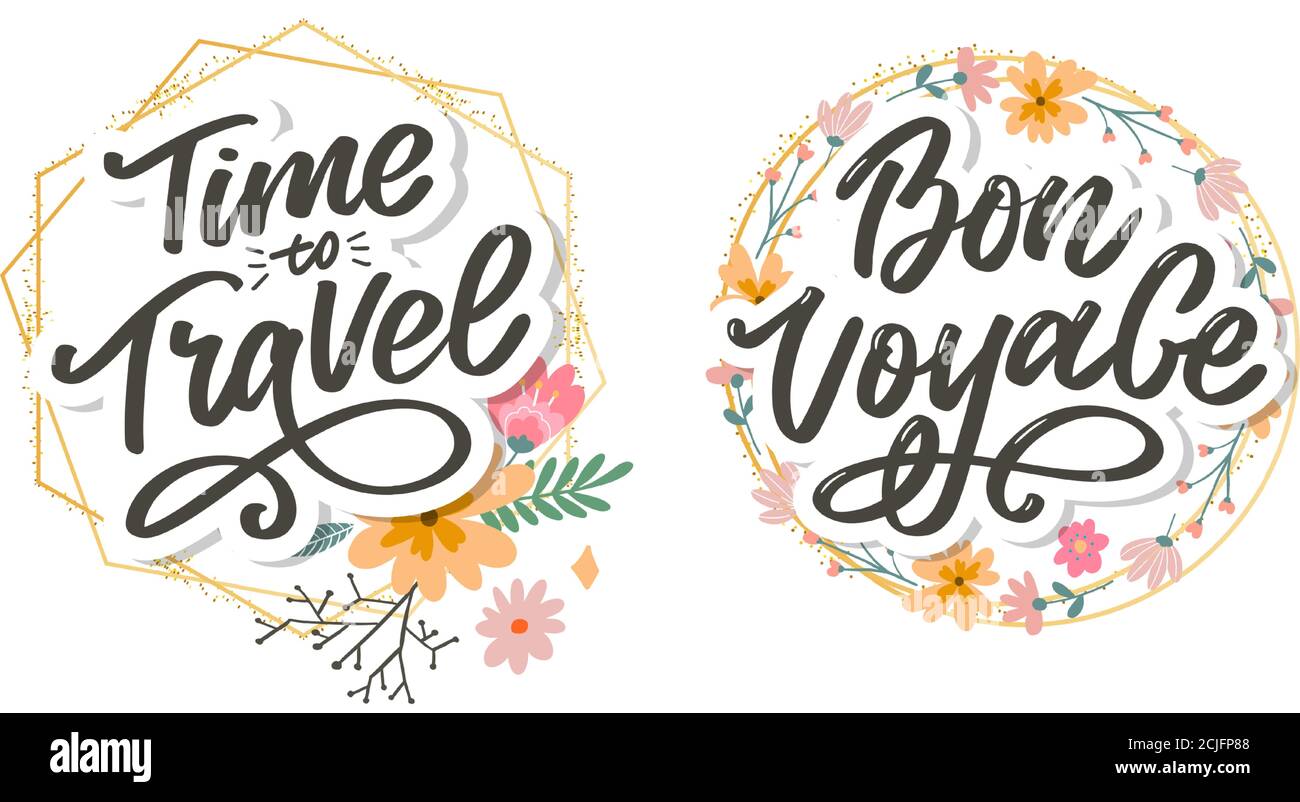 Calligraphic Writing lettering Time to Travel vector illustration Stock ...