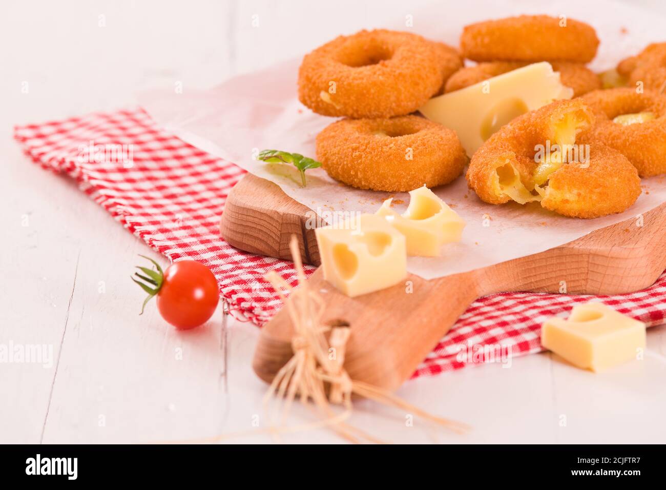 Fried cheese ring Stock Photo - Alamy