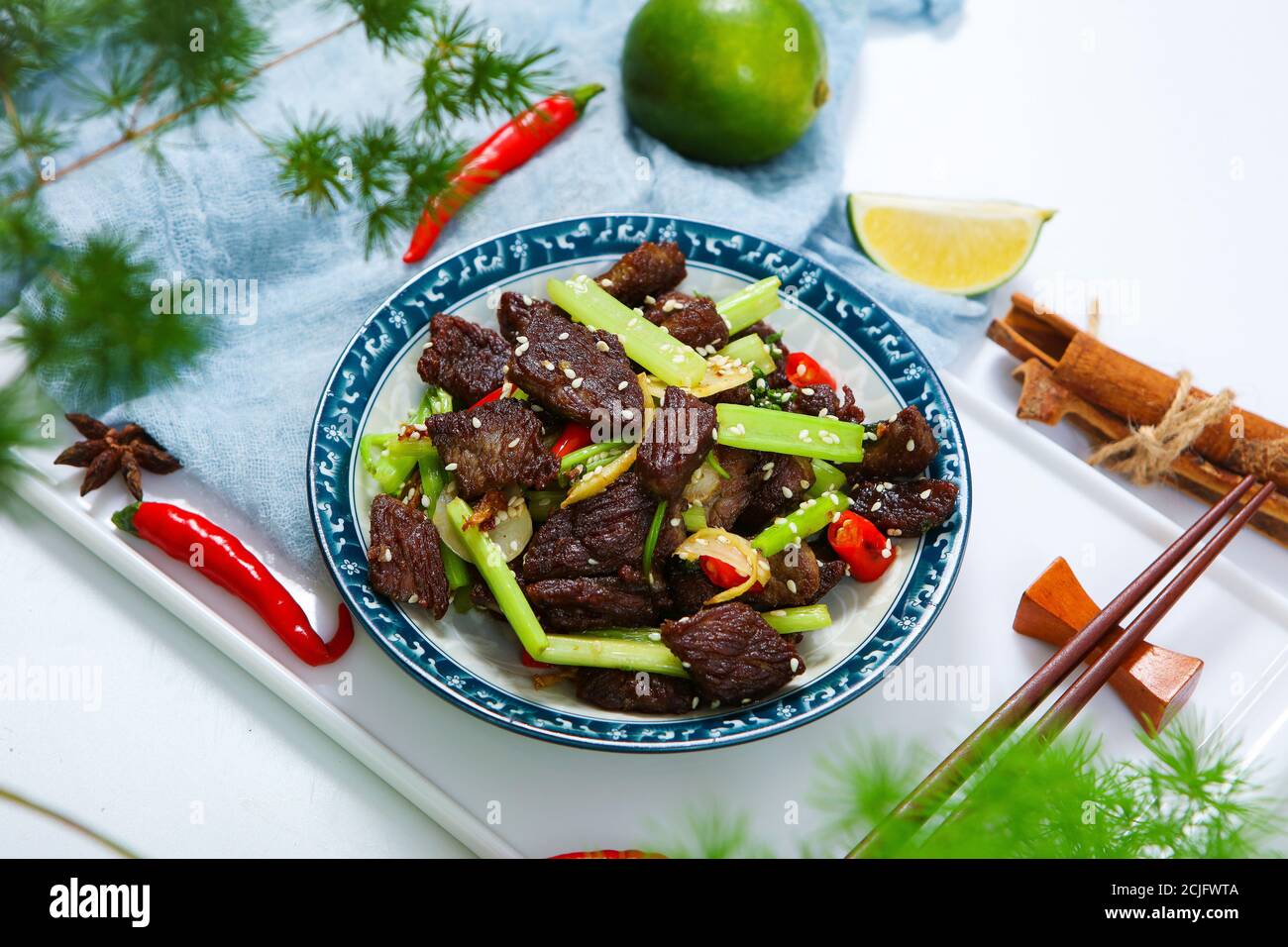 Celery fry beef Stock Photo - Alamy