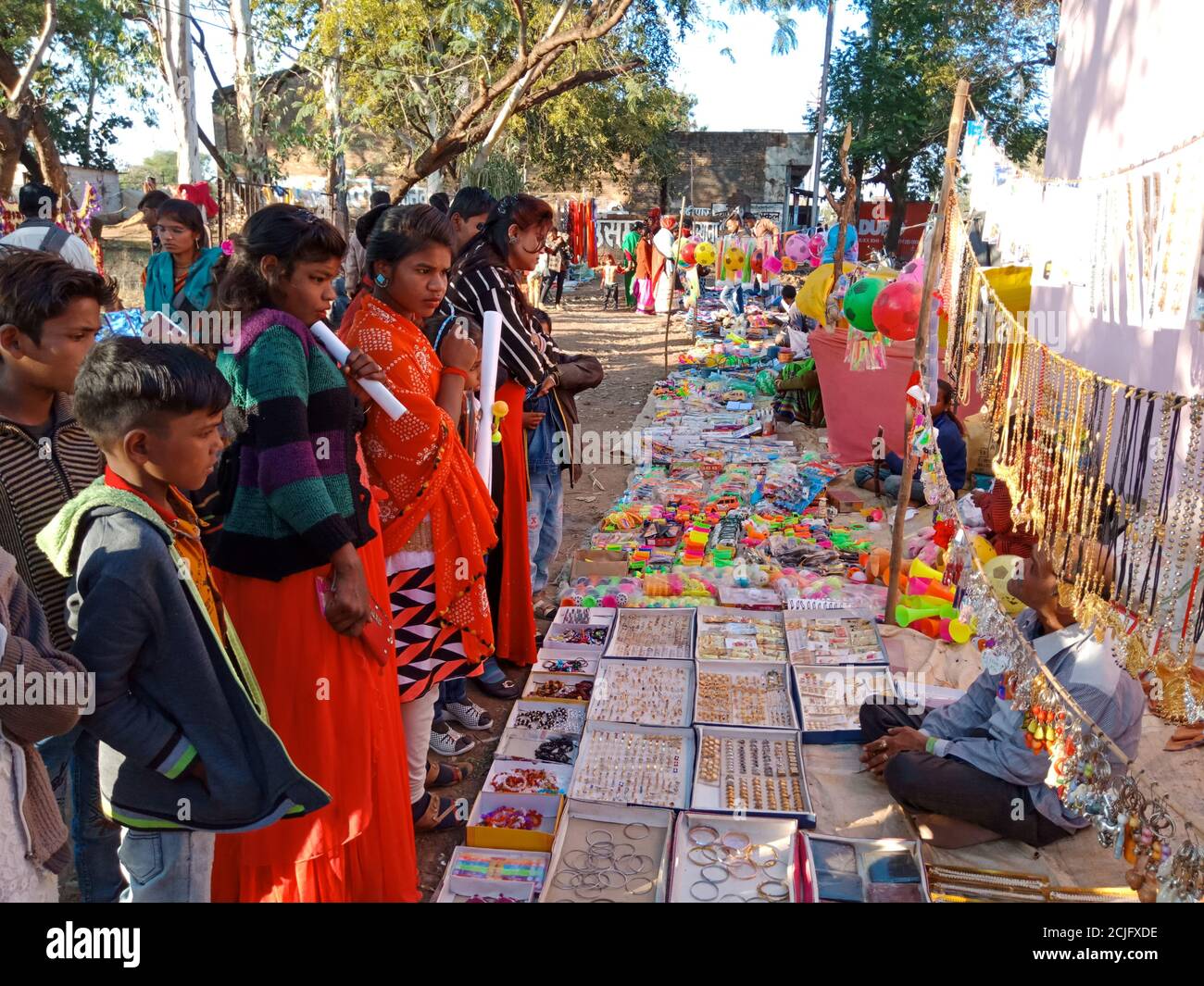 DISTRICT KATNI, INDIA - FEBRUARY 02, 2020: Asian poor kids crowd during ...