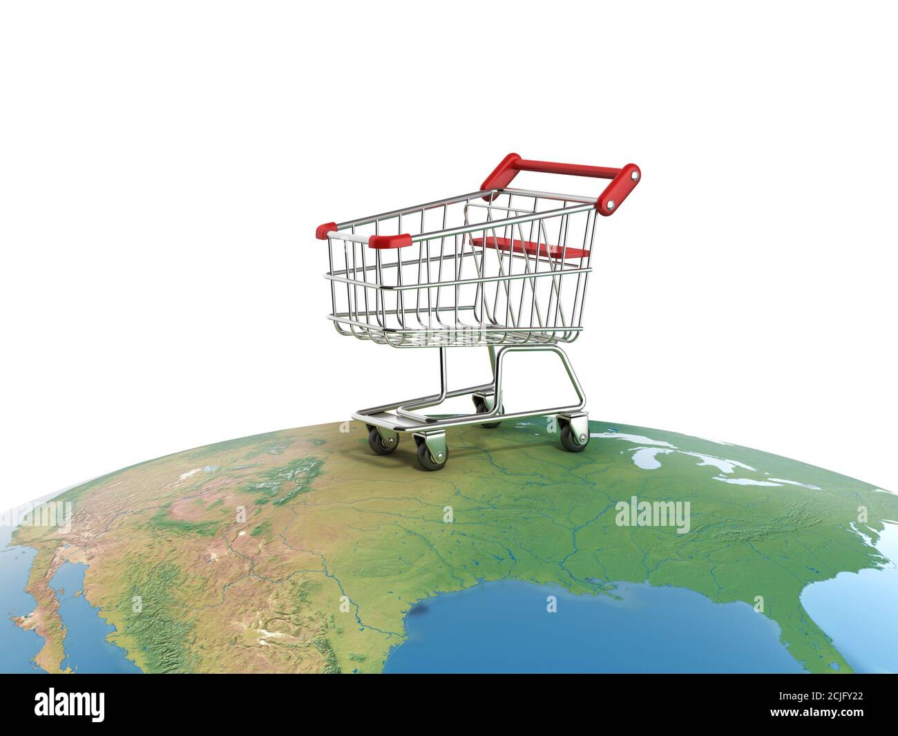 Shopping cart on top of the world Stock Photo - Alamy