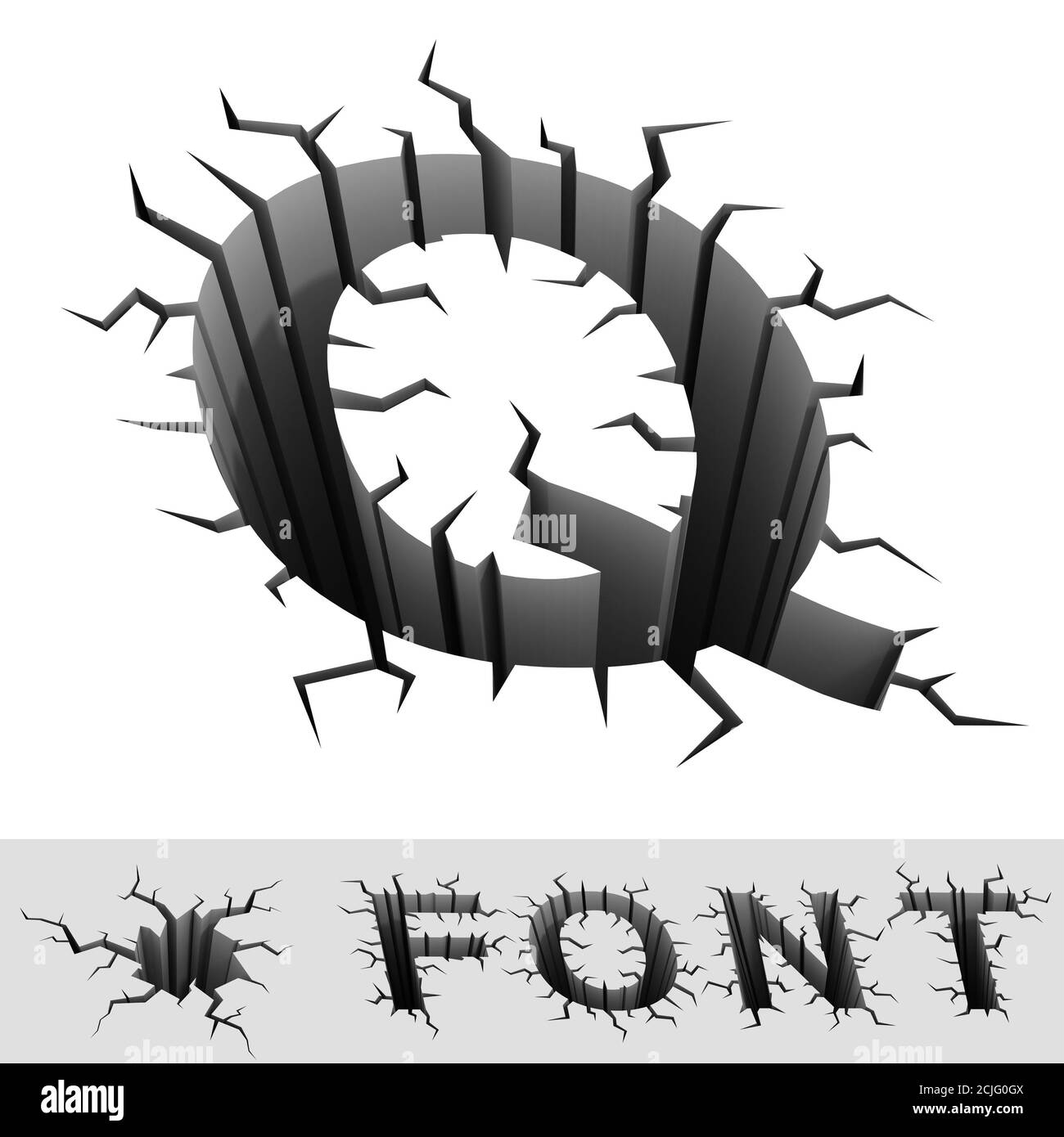 cracked 3d font letter Q Stock Photo - Alamy