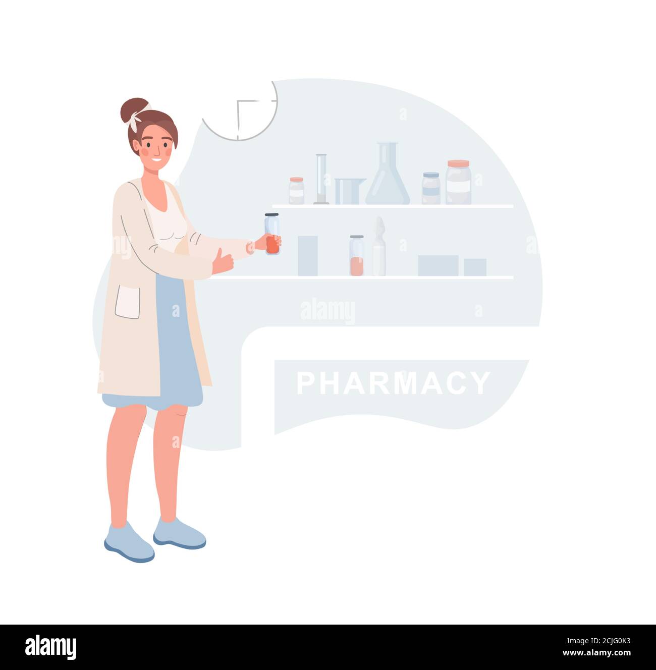 Young woman chemist in white Stock Vector Images - Alamy