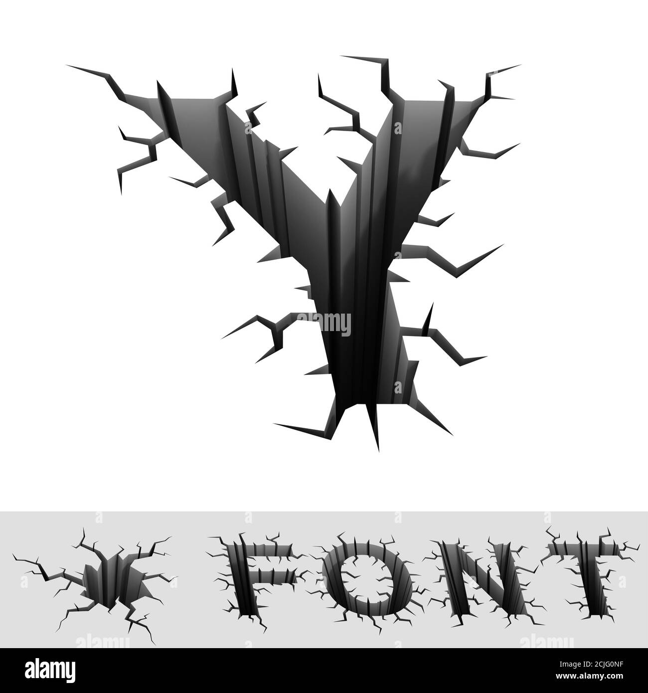 cracked 3d font letter Y Stock Photo - Alamy