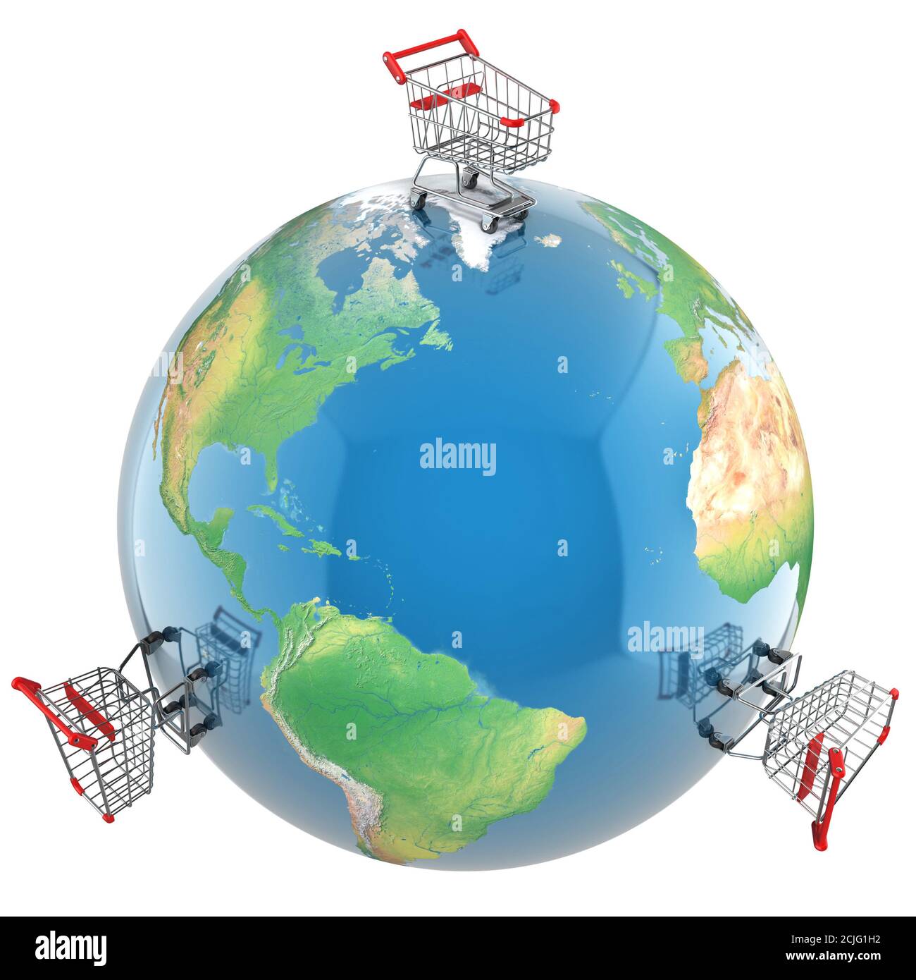 Shopping cart and globe, global market concept Stock Photo - Alamy