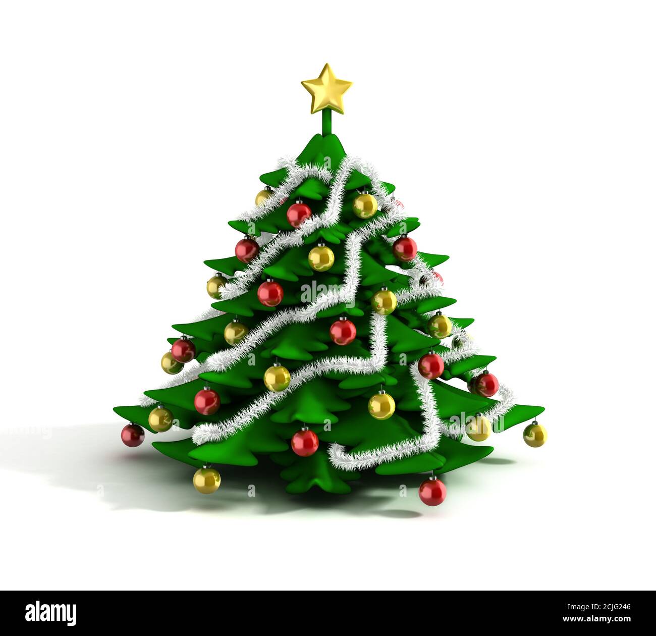 christmas tree on white background 3d illustration Stock Photo - Alamy
