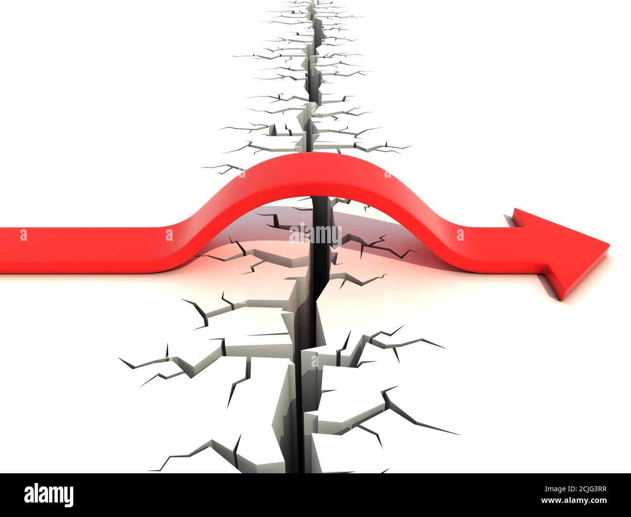 red arrow passing obstacle - risk and success 3d concept Stock Photo ...