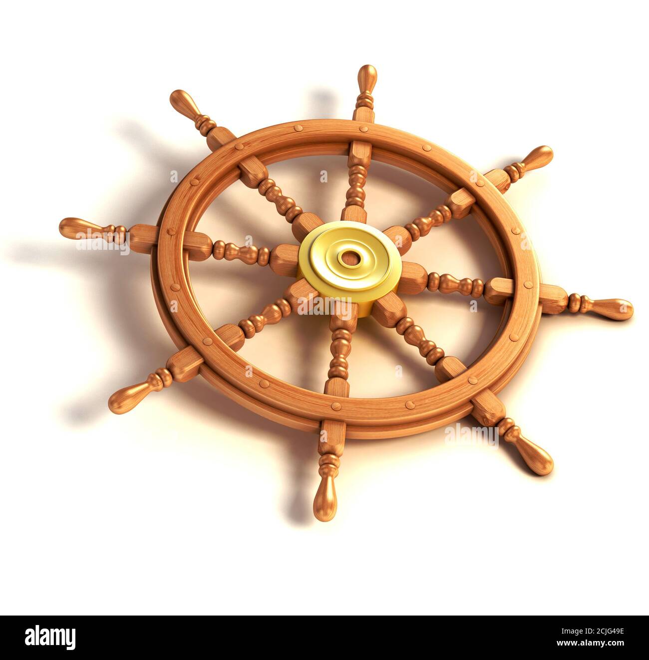 Ship wheel isolated on white background 3d rendering Stock Photo - Alamy