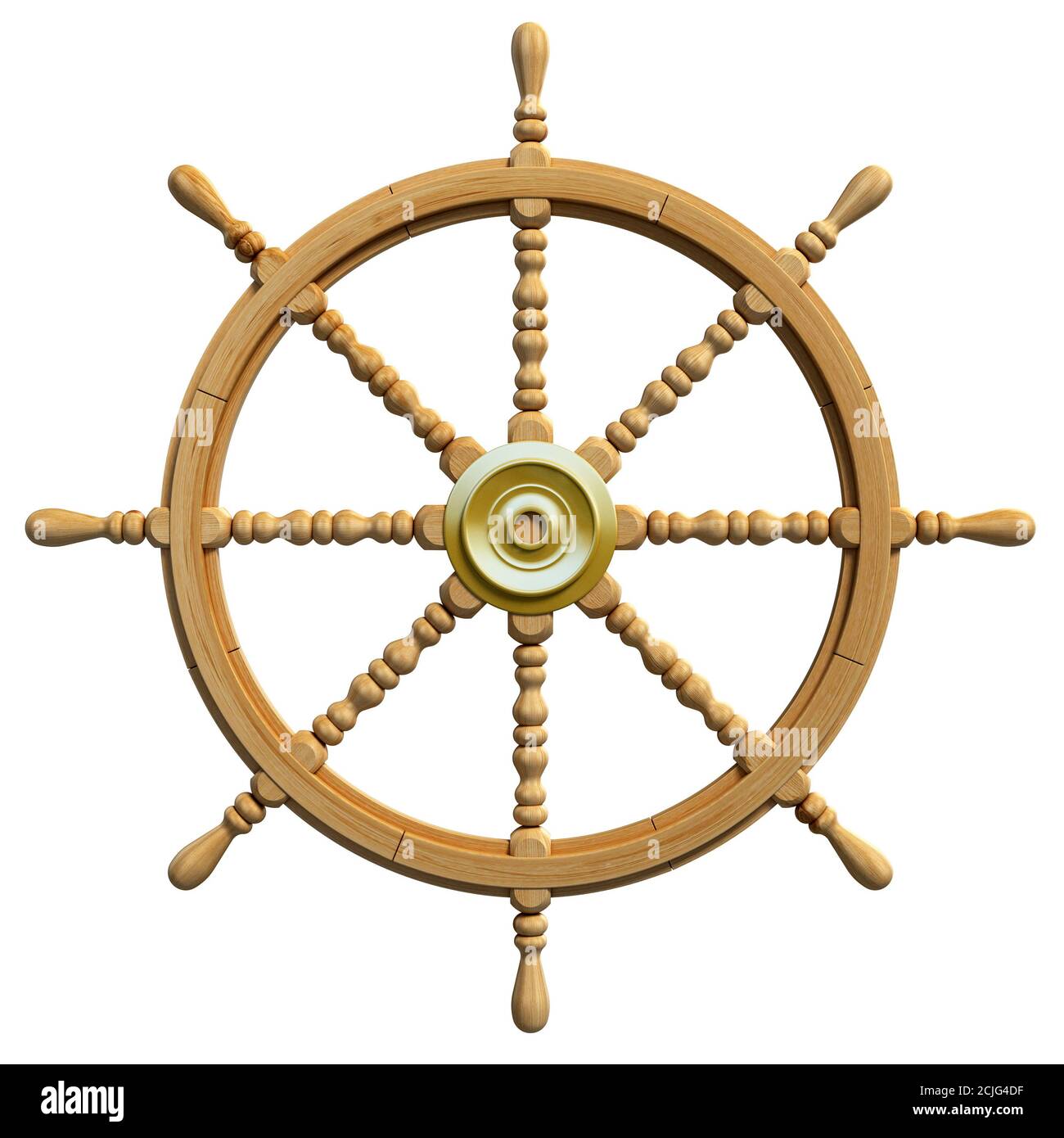 Ship wheel isolated on white background 3d rendering Stock Photo - Alamy