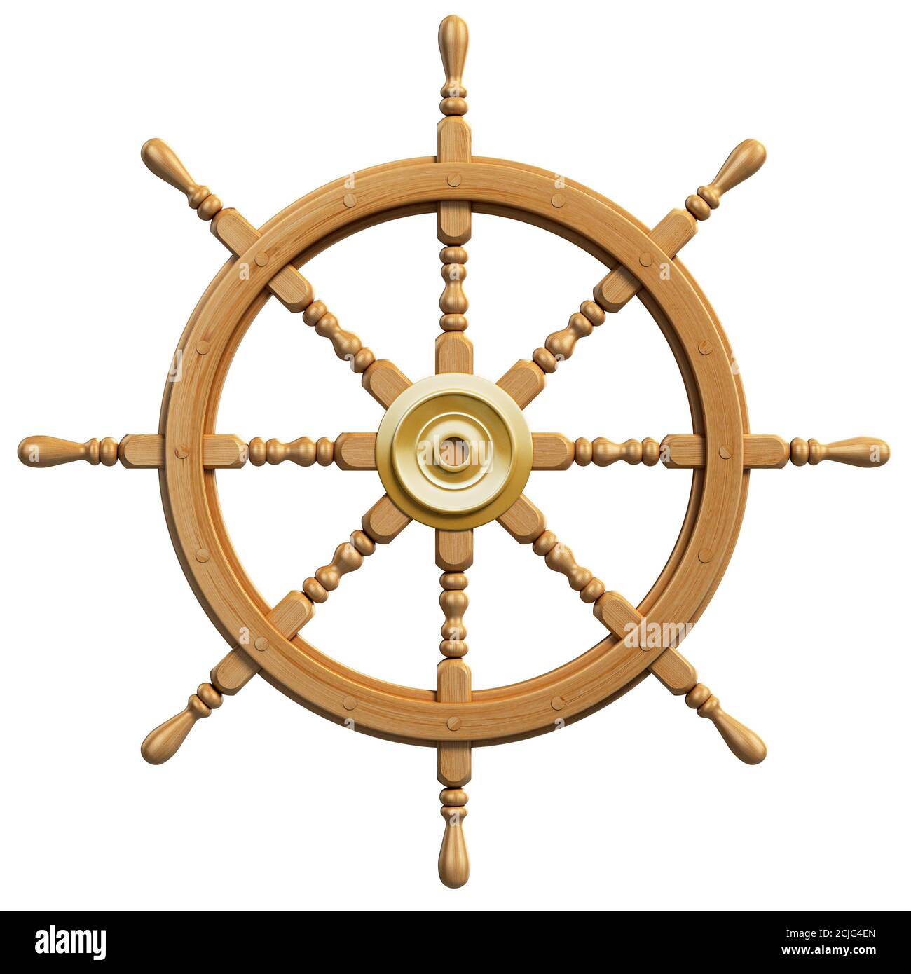 Ship wheel isolated on white background 3d rendering Stock Photo - Alamy
