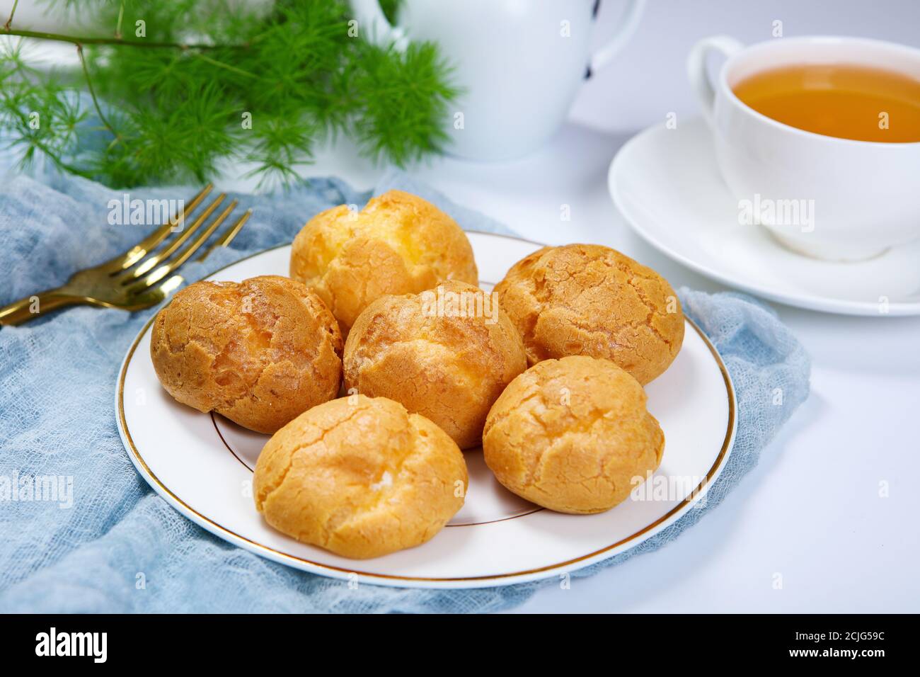 Puff delicious afternoon tea Stock Photo - Alamy