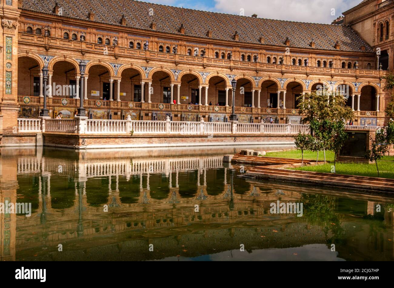 SEVILLA, SPAIN - JUNE Circa, 2020. Amazing Plaza de Espana. Water ...