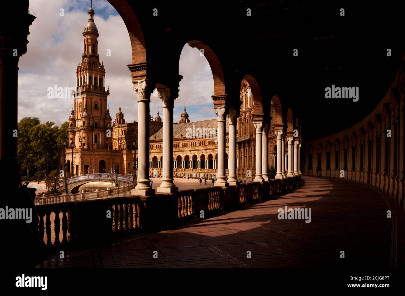 SEVILLE, SPAIN - JUNE Circa, 2020. No tourist at Spanish Square, Plaza ...
