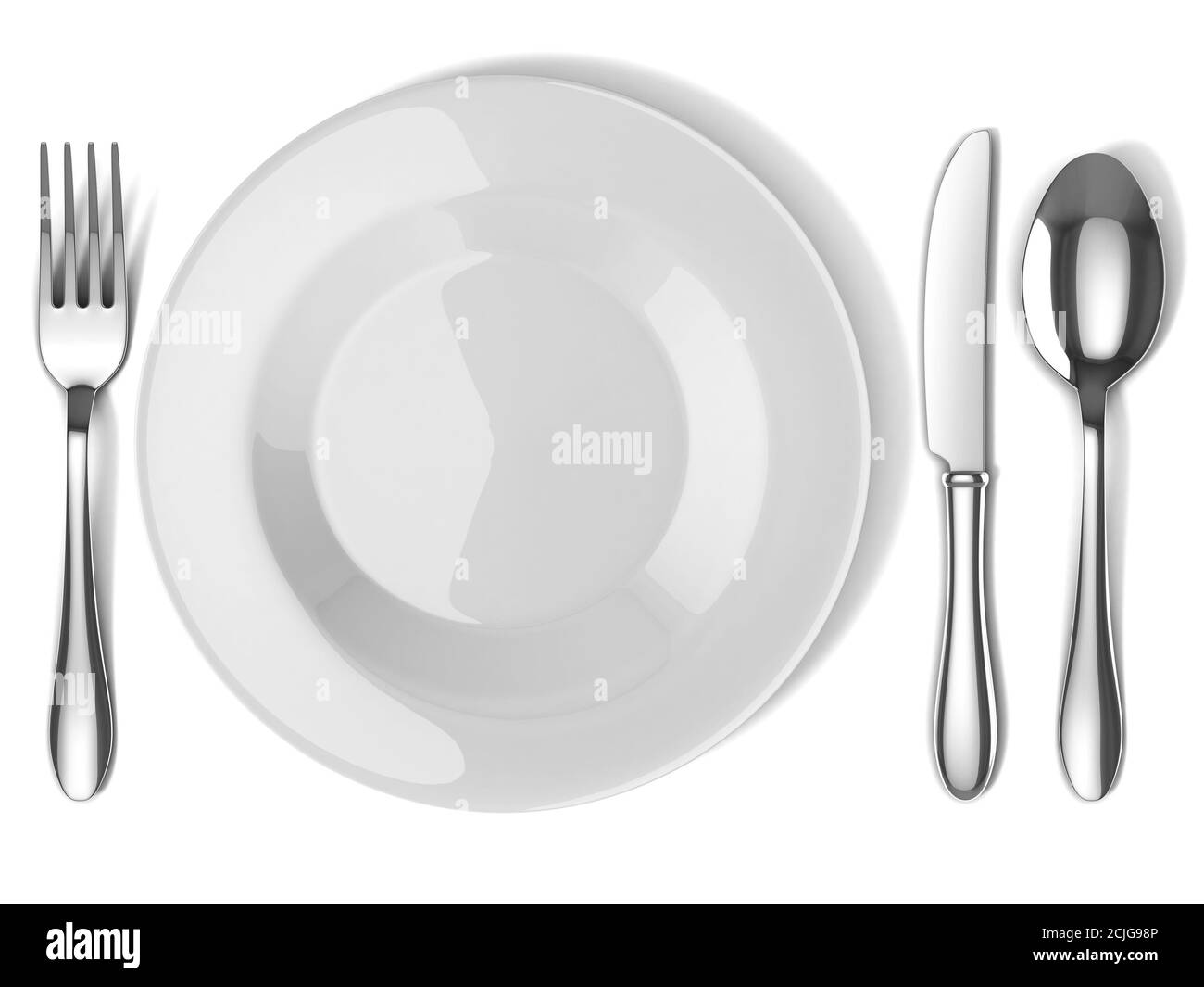 plate and silverware 3d rendering Stock Photo - Alamy