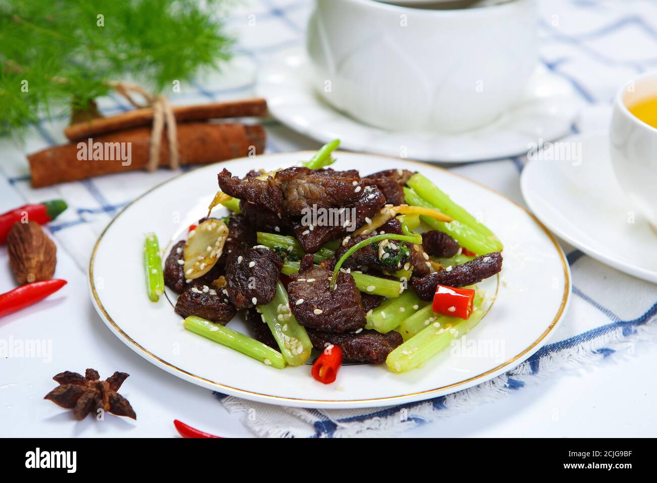Celery fry beef Stock Photo - Alamy