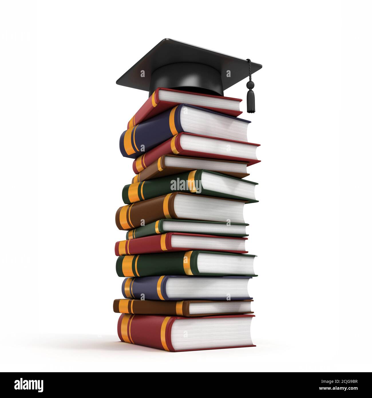 Graduation Cap on Book Stack 3d rendering Stock Photo - Alamy