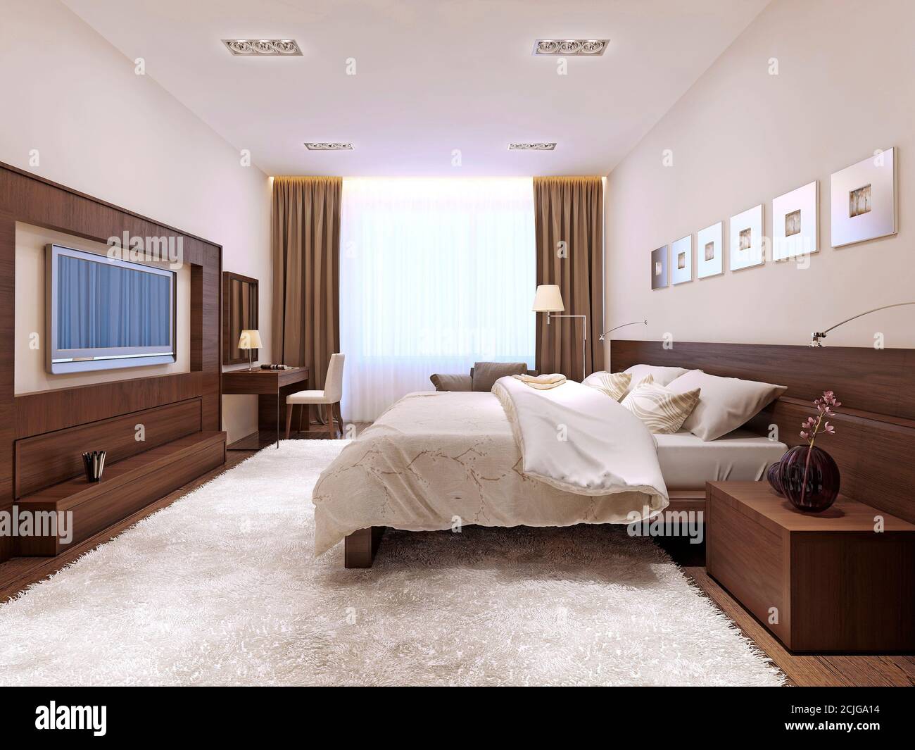 Bedroom interior in techno style, 3d images Stock Photo - Alamy