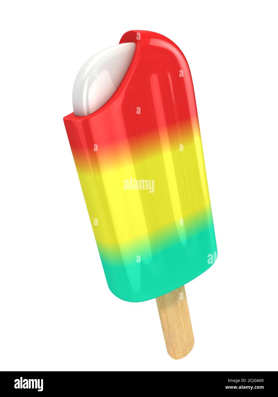 multi flavored ice cream bar on a stick - 3d illustration isolated on ...