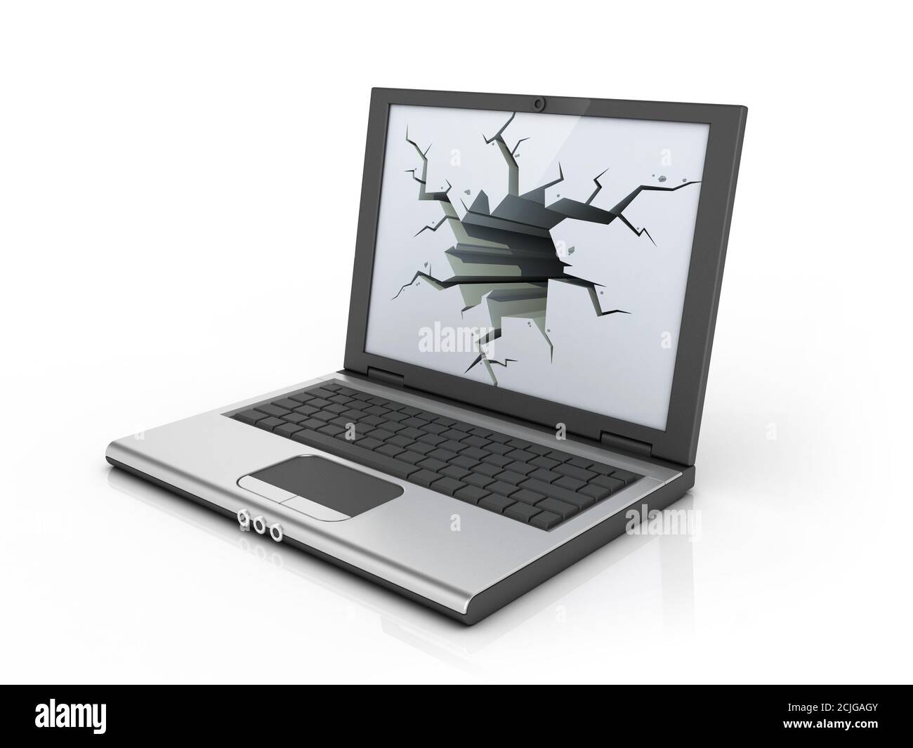 laptop, netbook with broken display 3d illustration Stock Photo - Alamy
