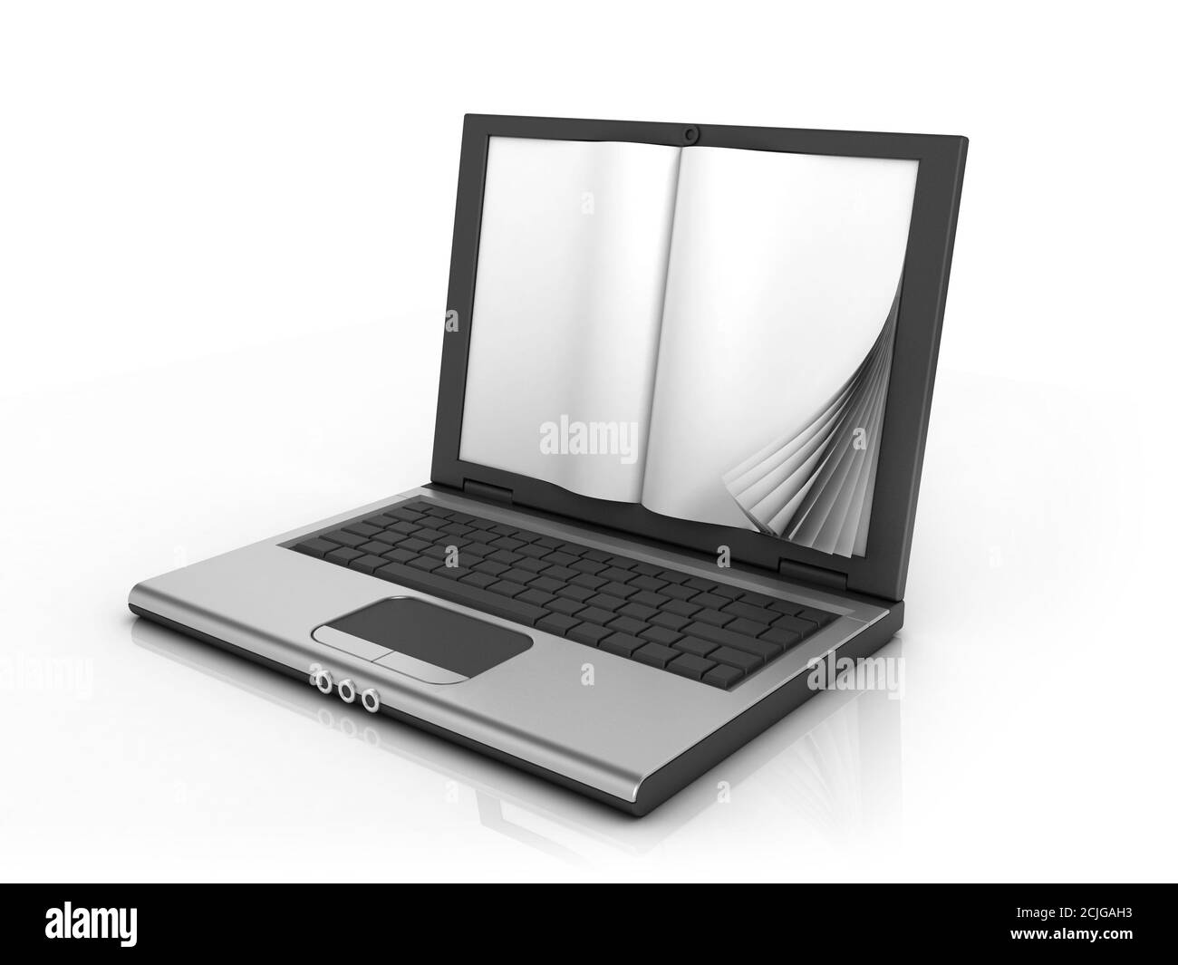 e-book 3d concept - book instead of display on the notebook, laptop ...
