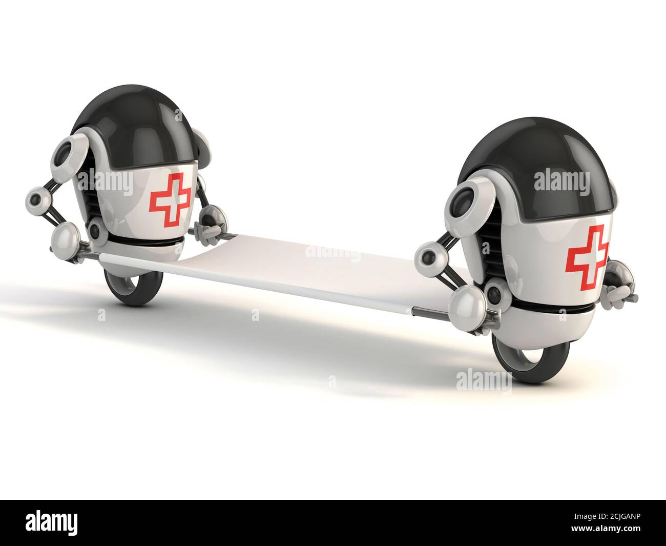 two robot medic with the stretcher - 3d rendering of the funny cartoon ...