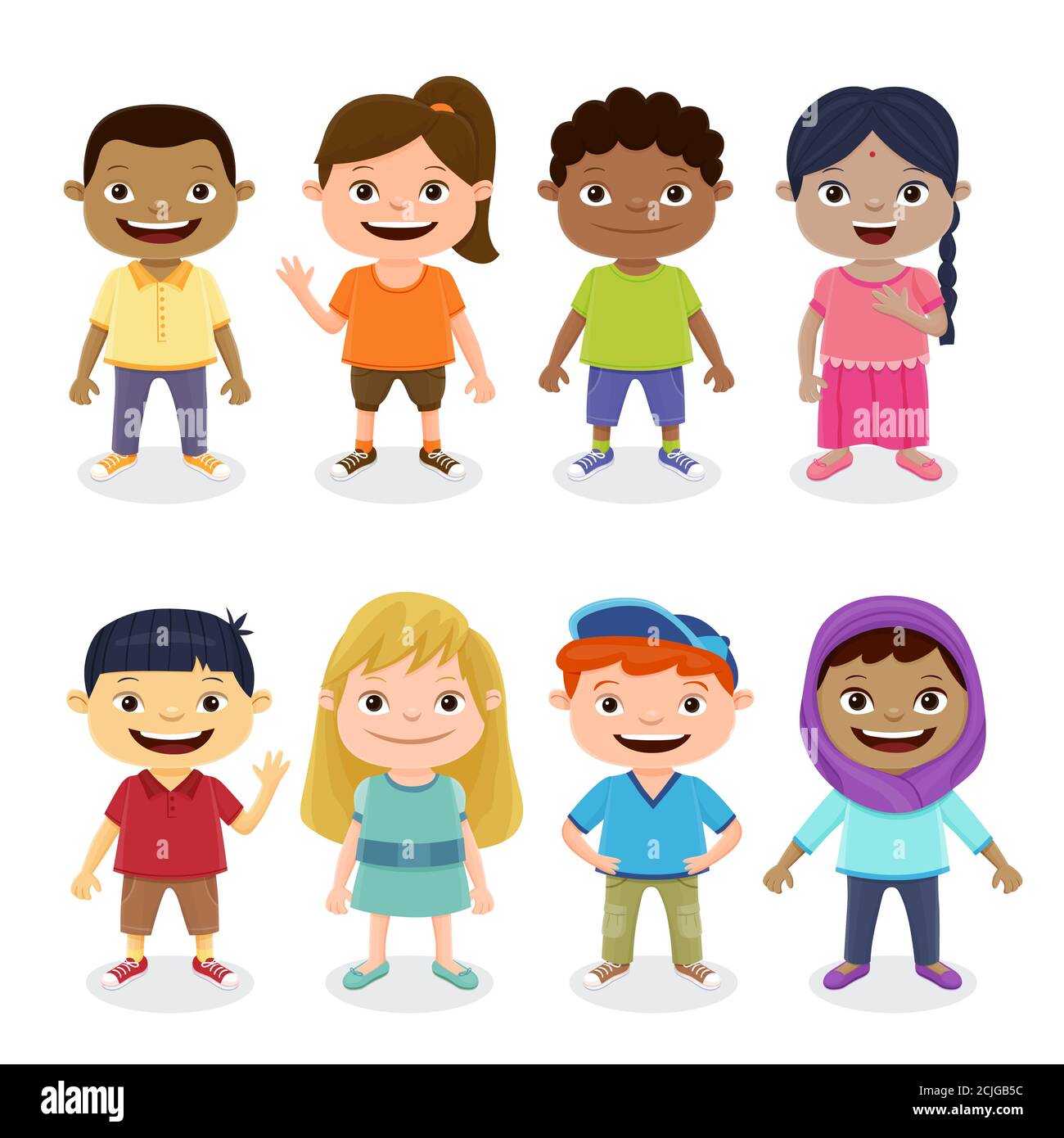 Multicultural children isolated on white background. World Children's ...