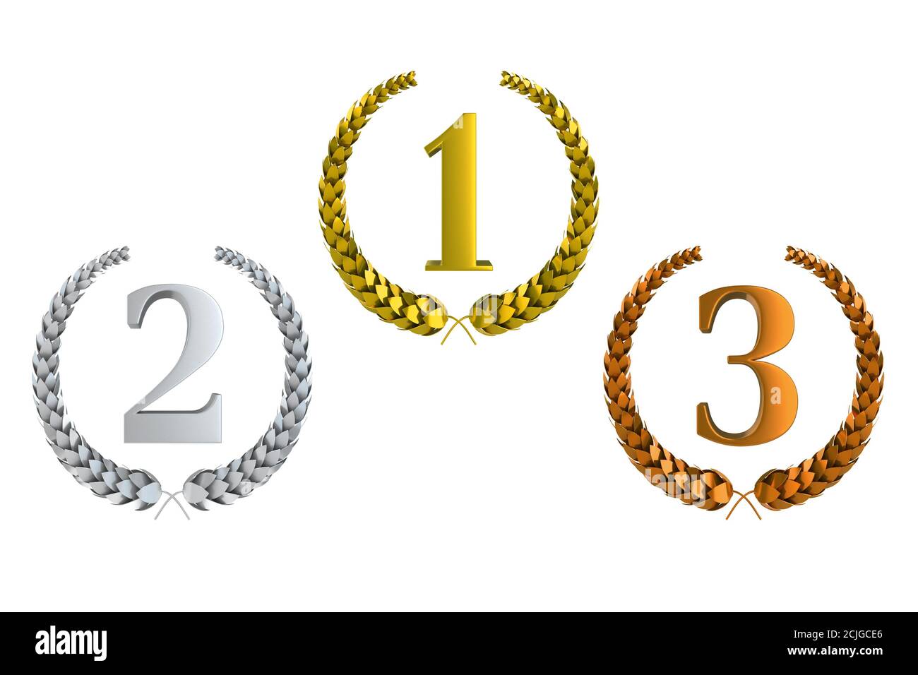 first second and third prize 3d laurels isolated on white background ...
