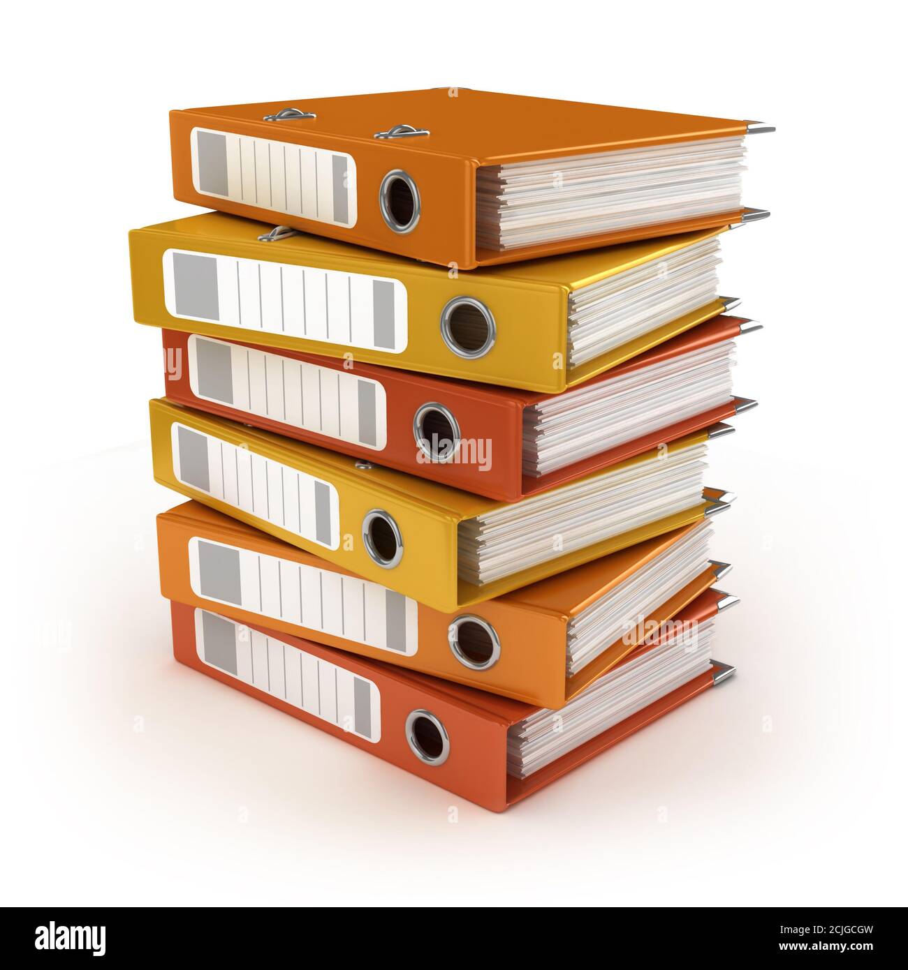 A stack of colorful ring binders isolated on the white background Stock ...
