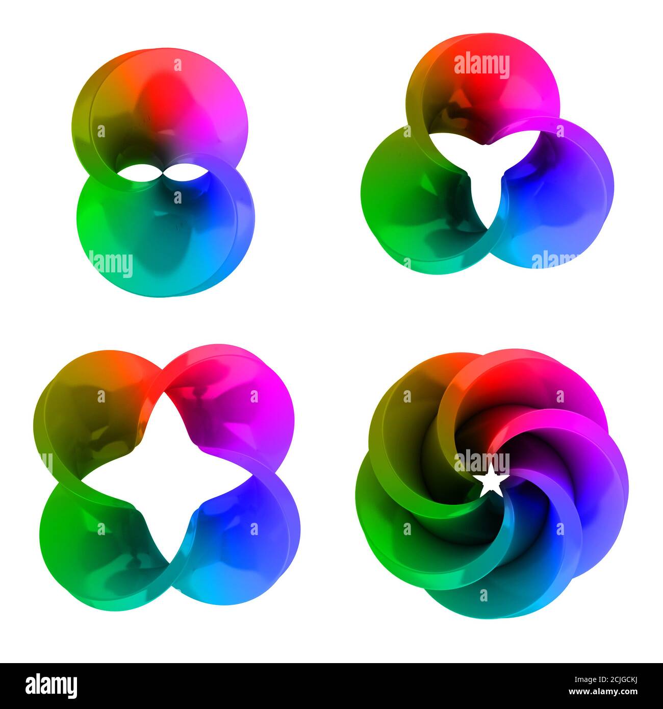 abstract three dimensional colorful shape isolated over white ...