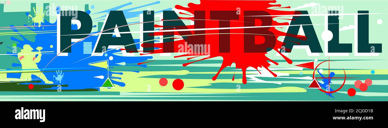 Paintball fight game illustration. Vector. Paint ball teams compete ...