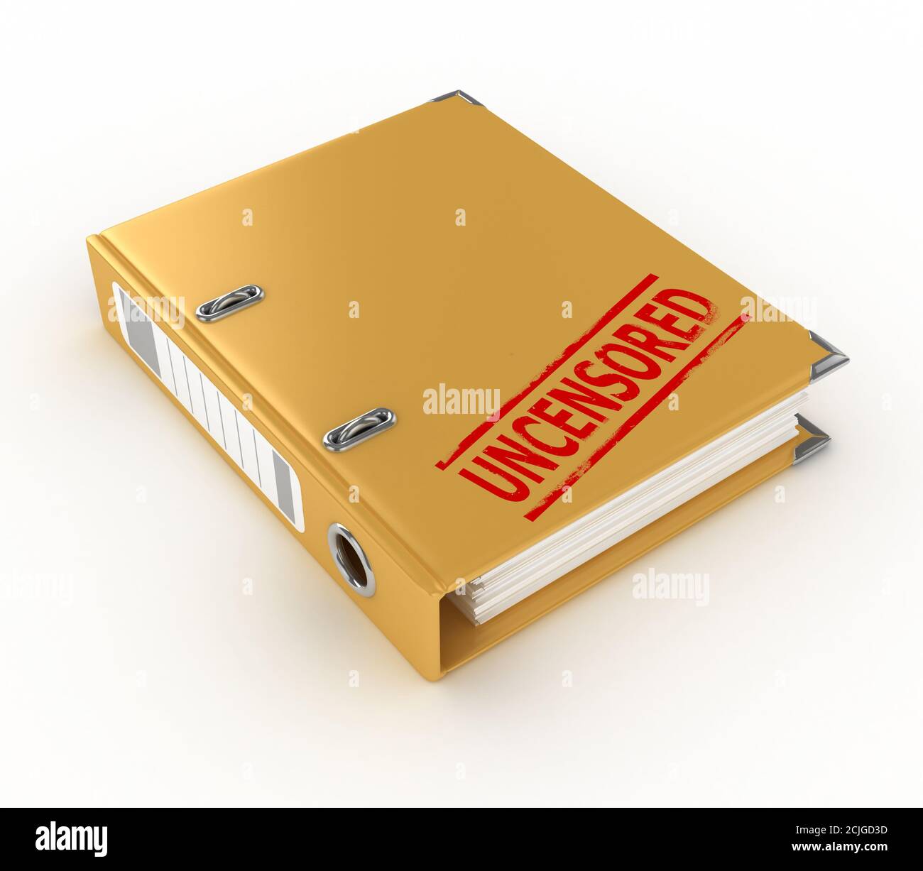 yellow ring binder with uncensored stamp isolated on the white ...