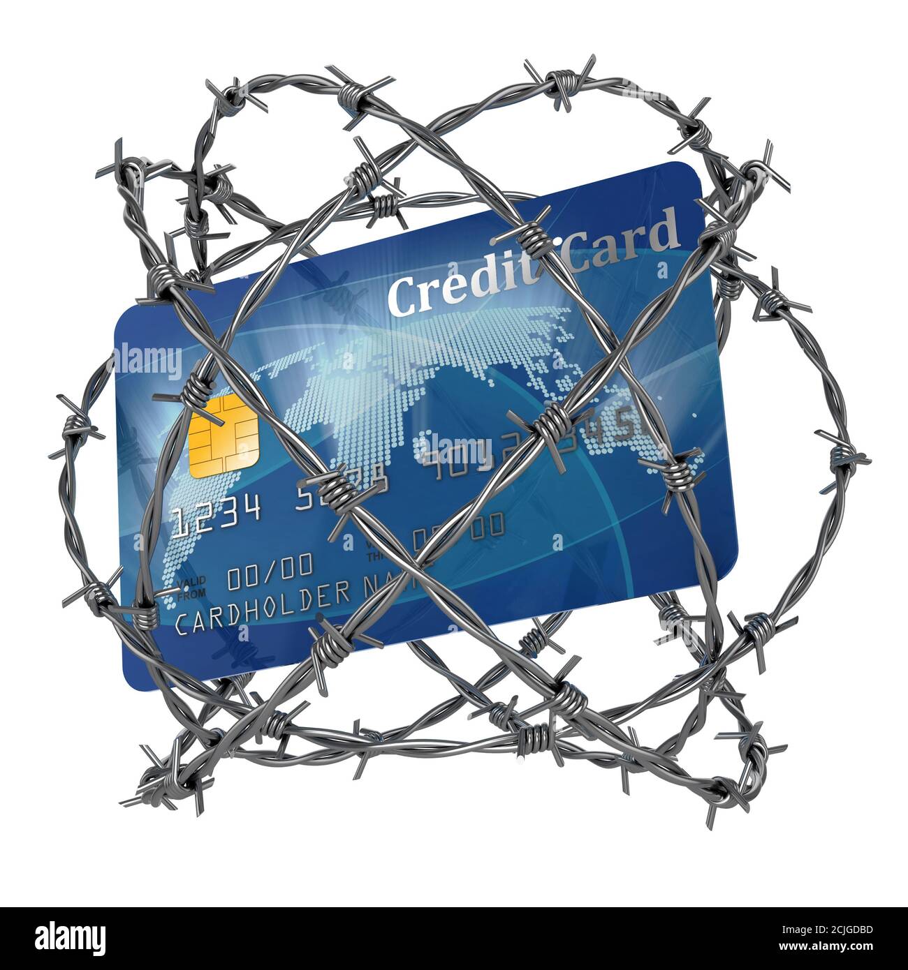 credit card wrapped in barbed wire 3d illustration Stock Photo - Alamy