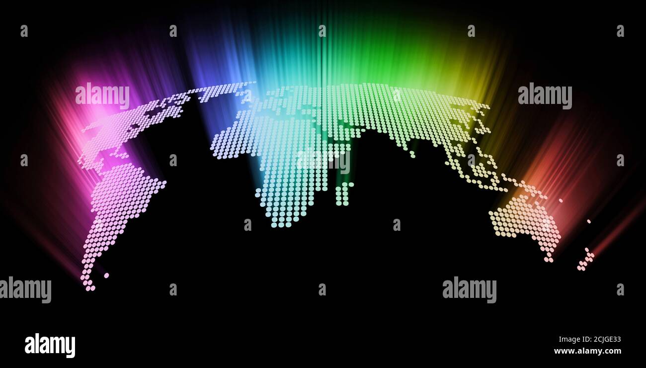 abstract glowing hi-tech world map as background Stock Photo - Alamy