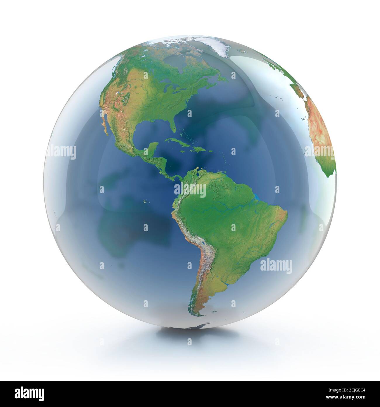 Globe with transparent oceans 3d illustration Stock Photo - Alamy