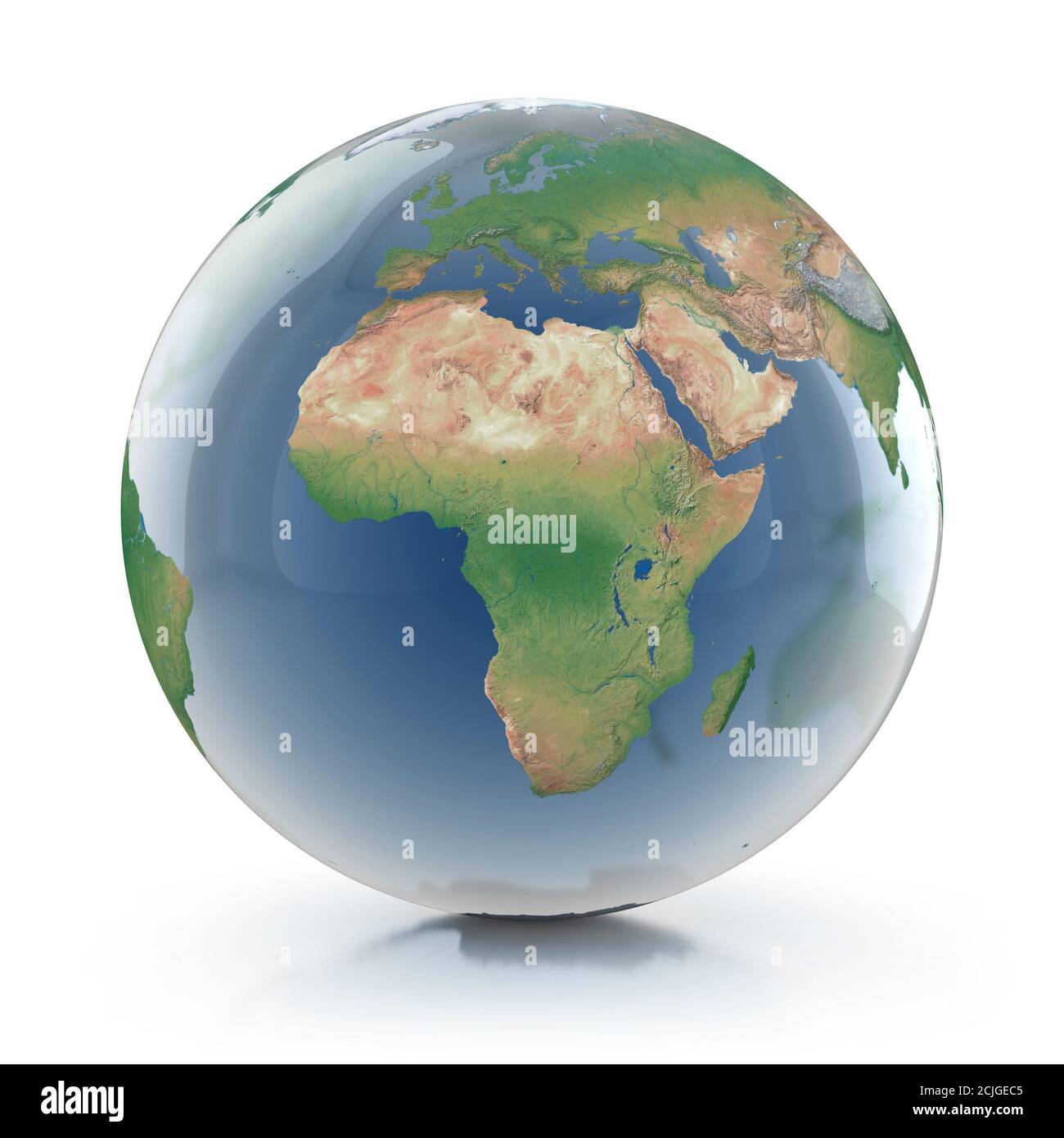 Globe with transparent oceans 3d illustration Stock Photo - Alamy