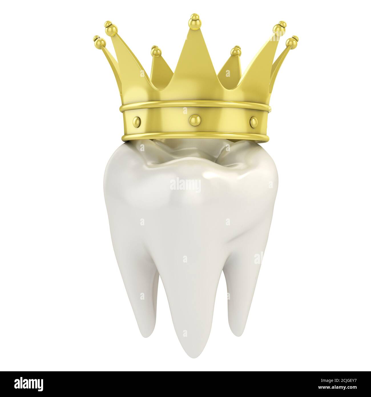 single tooth with golden crown 3d illustration Stock Photo - Alamy