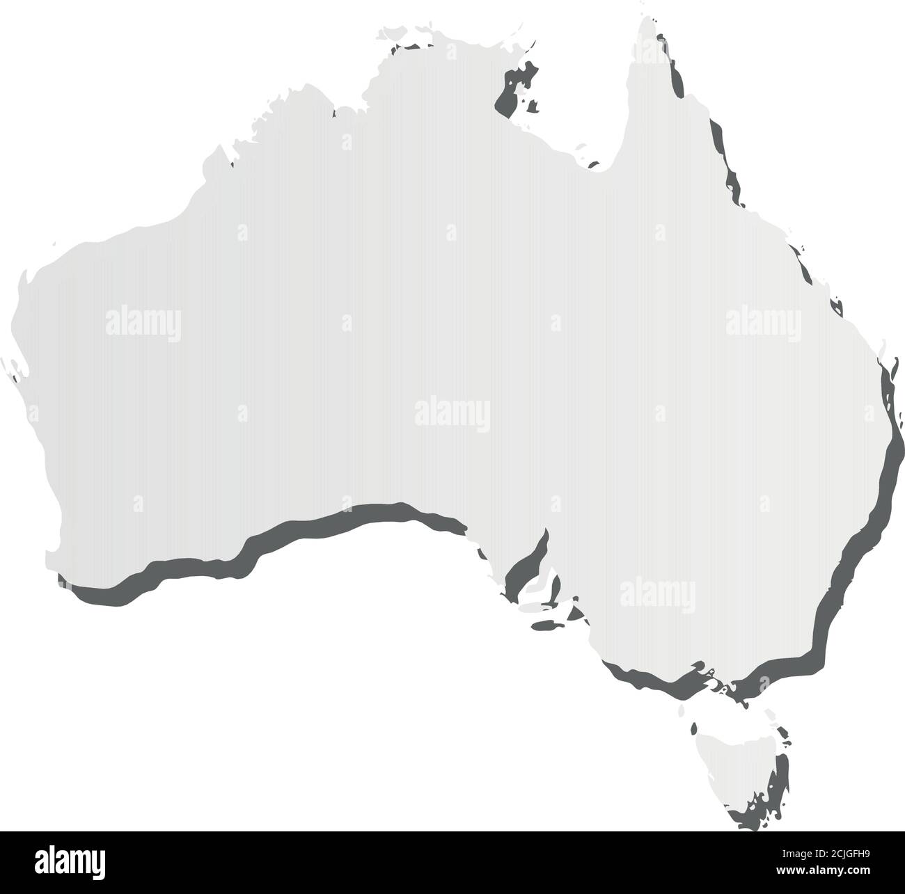 Australia - grey 3d-like silhouette map of country area with dropped ...