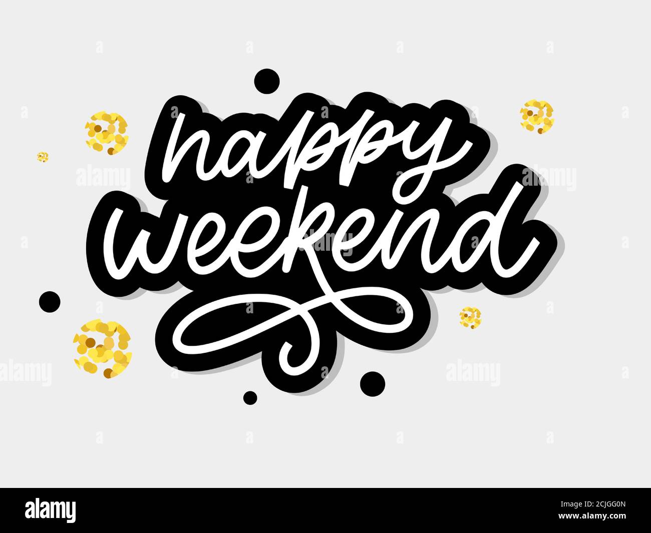 Happy weekend hand lettering vector. Perfect design element for ...