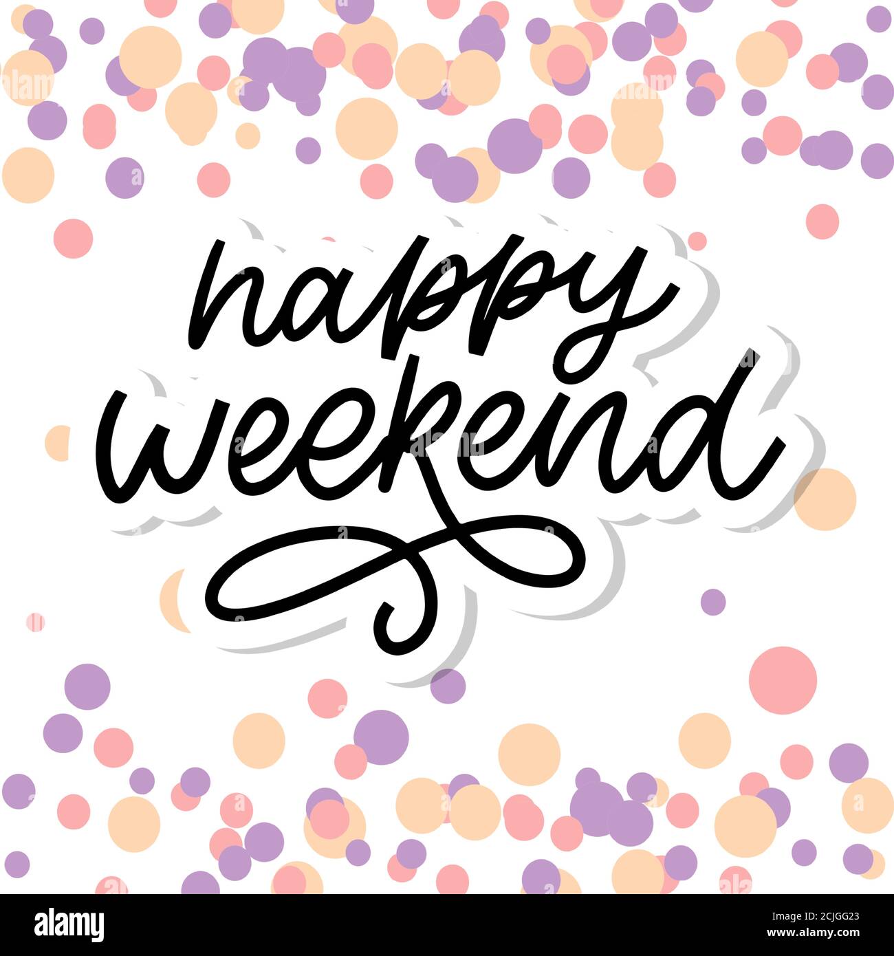 Happy weekend hand lettering vector. Perfect design element for ...