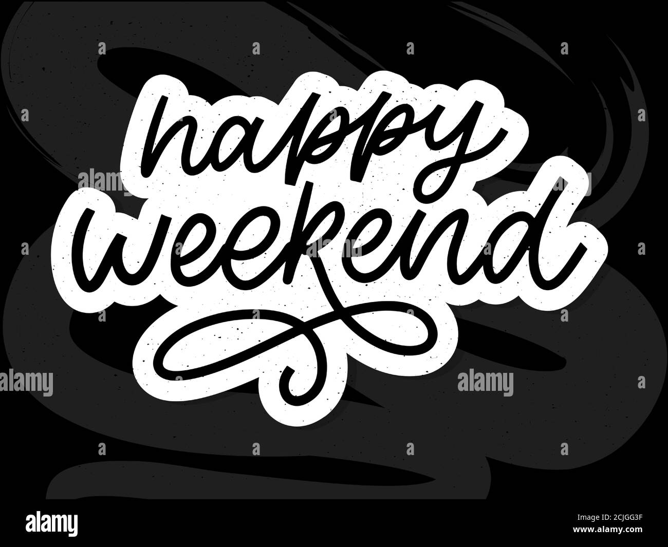 Happy weekend hand lettering vector. Perfect design element for ...