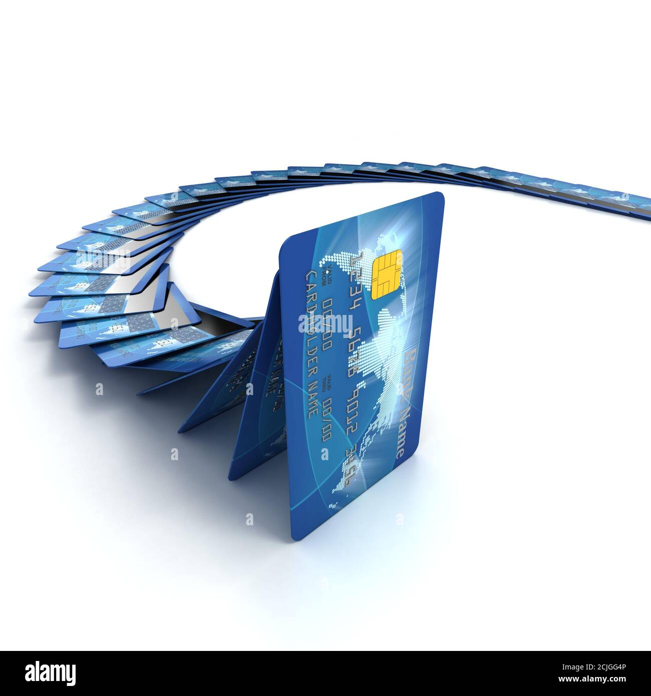credit cards falling as dominoes Stock Photo - Alamy