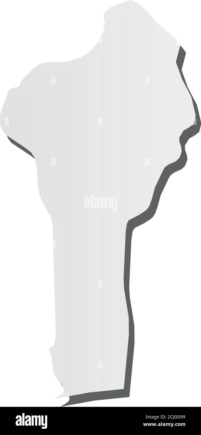 Benin - grey 3d-like silhouette map of country area with dropped shadow ...