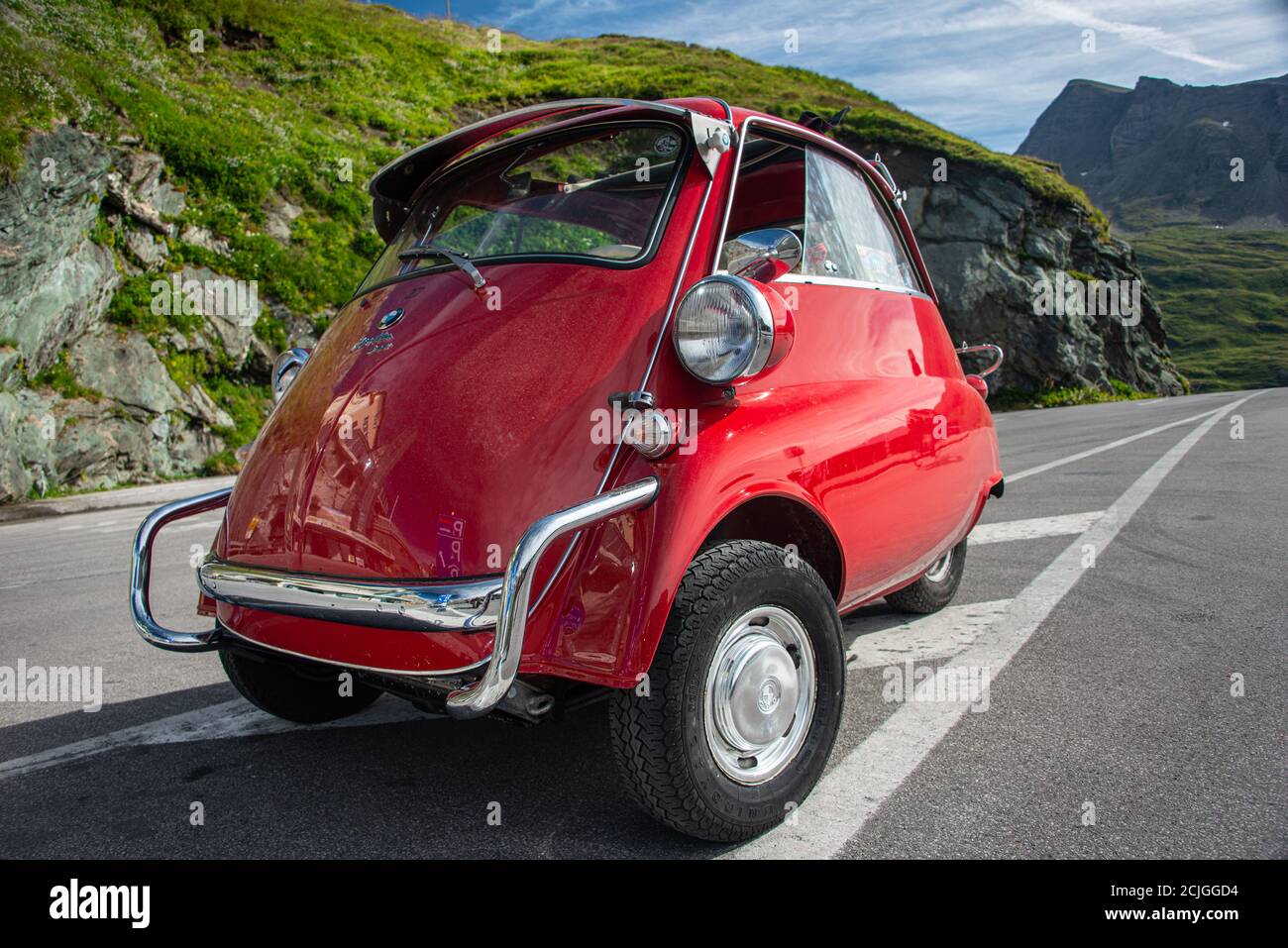 Little red Classic BMW ISETTA 300 at the Franz Josef Heigh, at ...