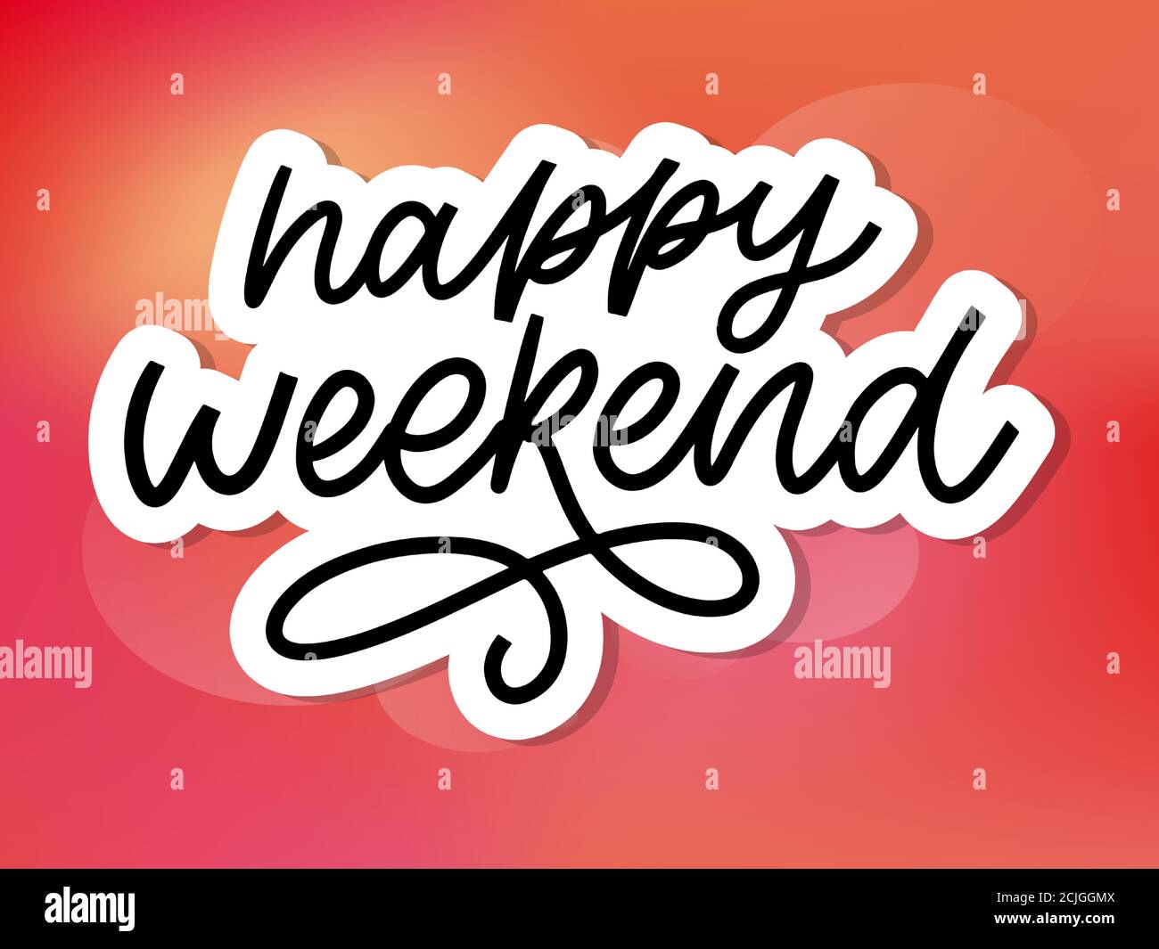 Happy weekend hand lettering vector. Perfect design element for ...