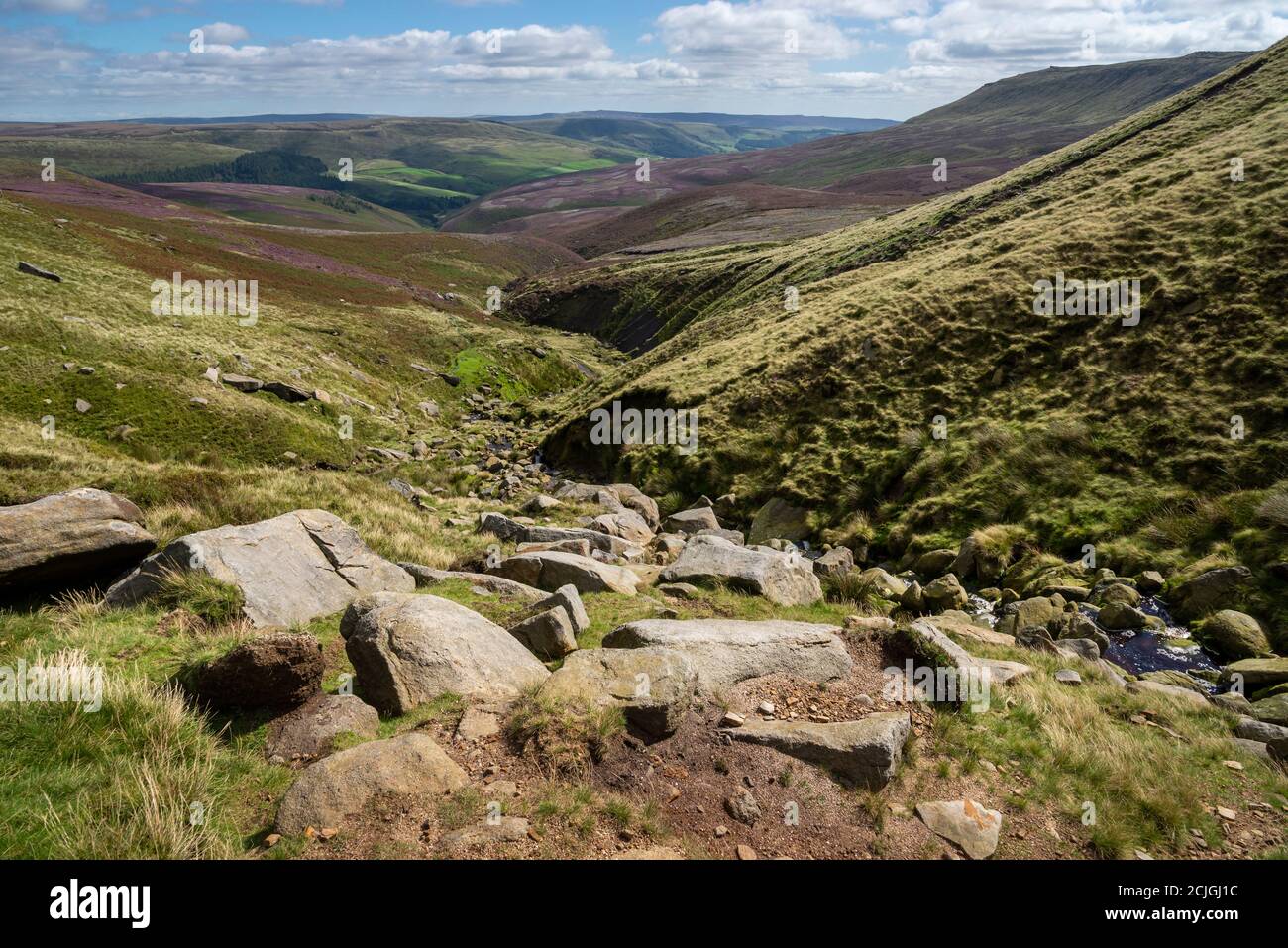 Path along Fairbrook leading up to the northern edge of Kinder Scout ...