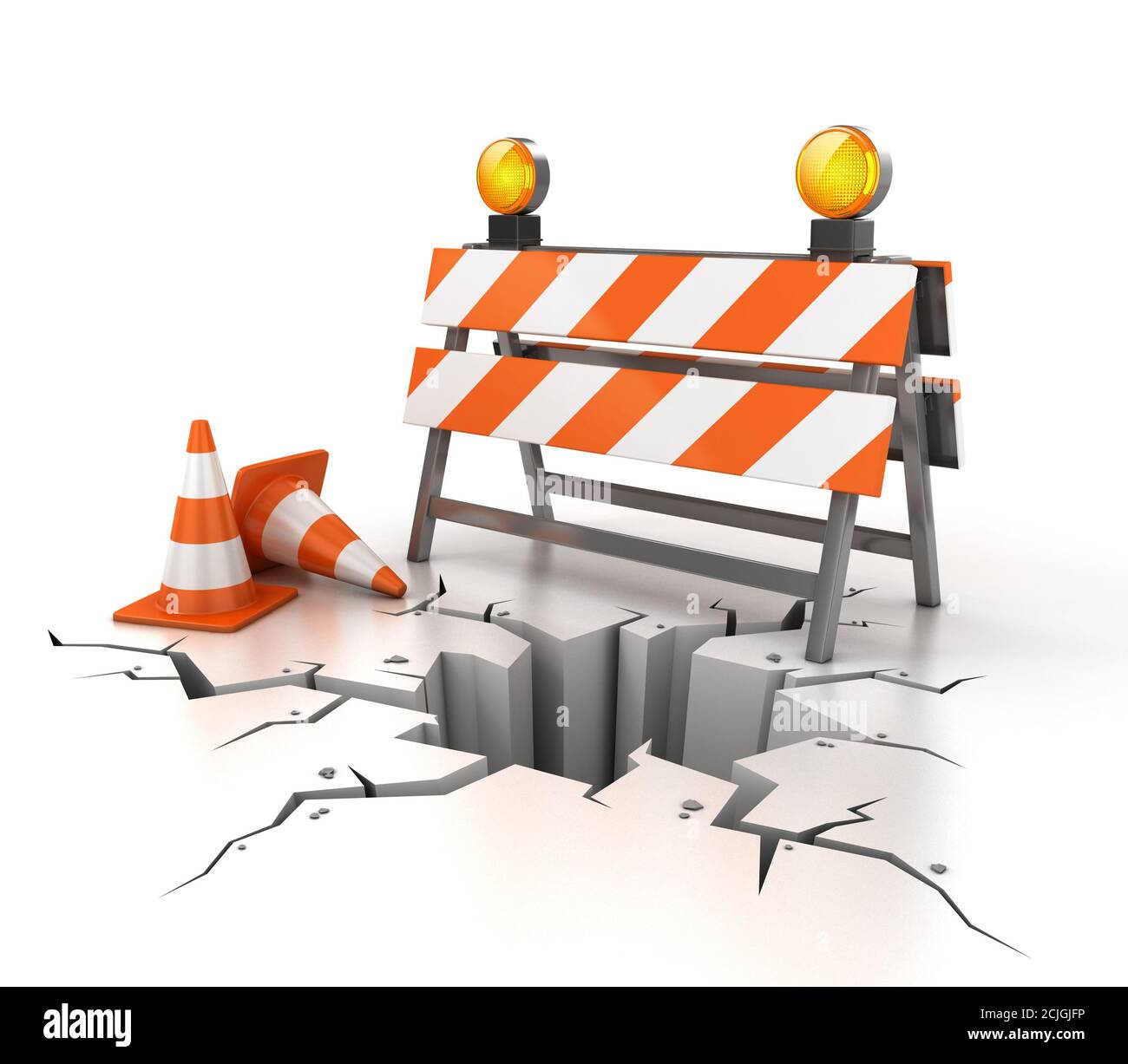 Cartoon Barrier Under Construction Road High Resolution Stock ...