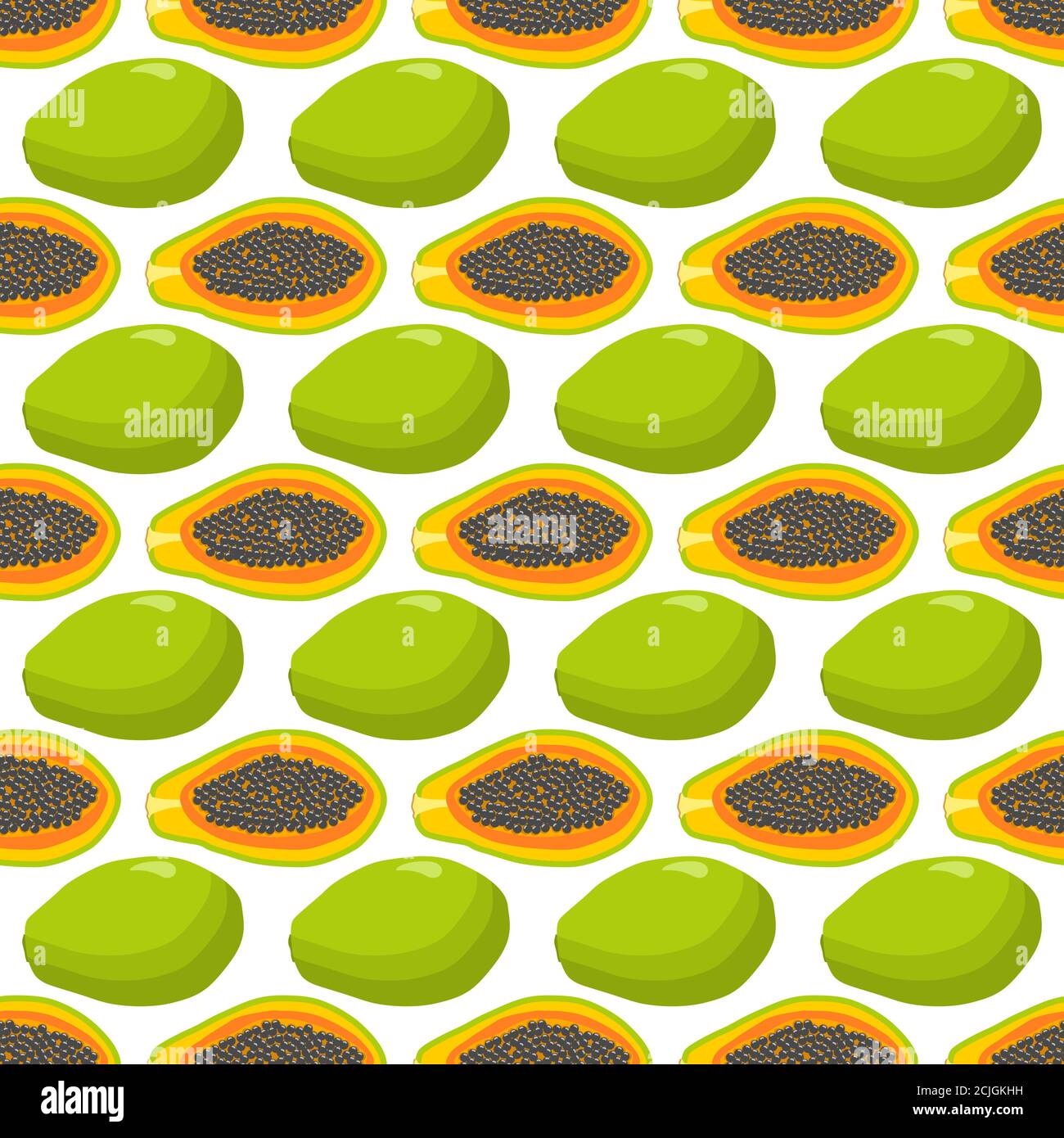 Illustration on theme big colored seamless papaya, bright fruit pattern ...