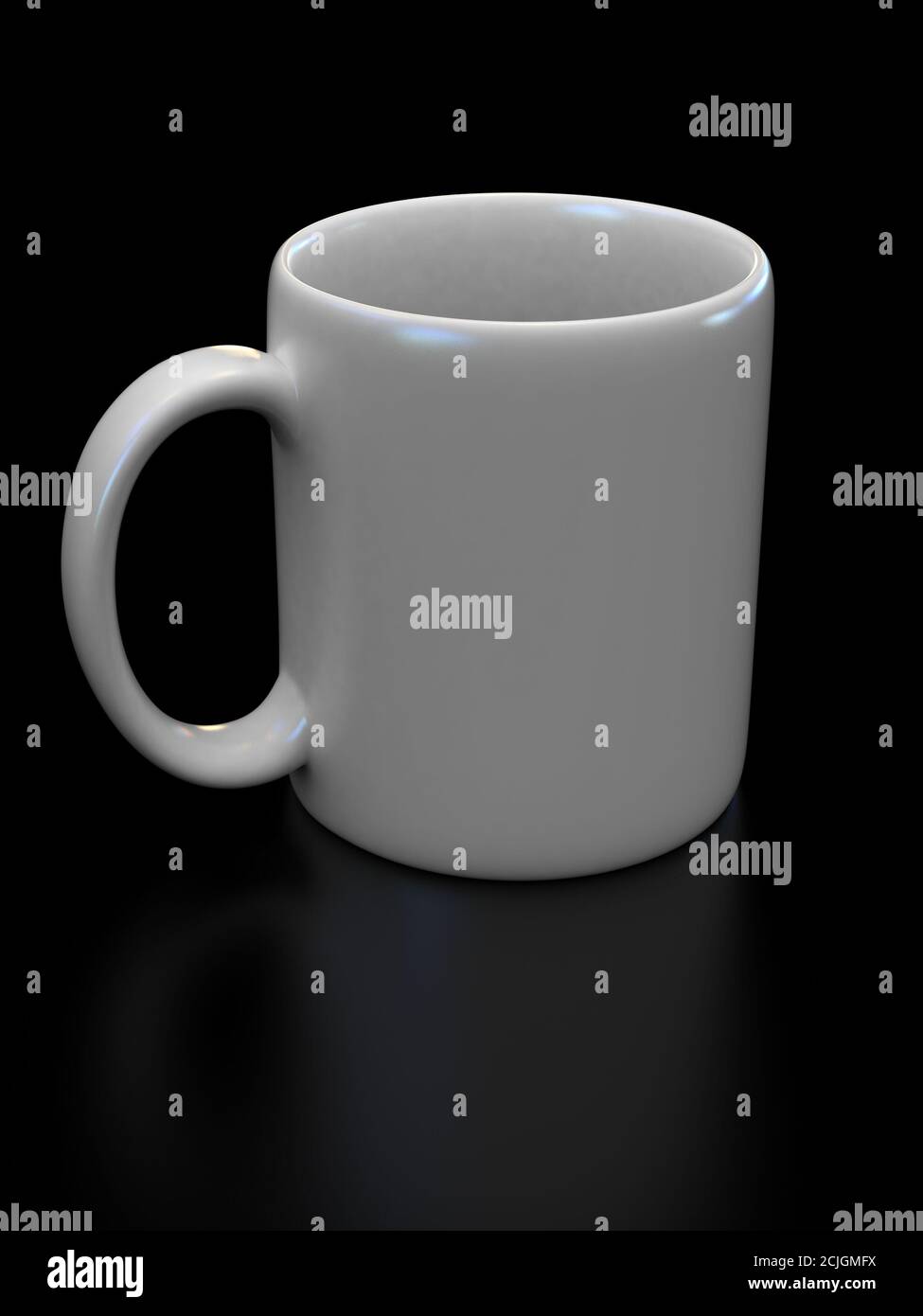 blank white cup on the black background Stock Photo - Alamy