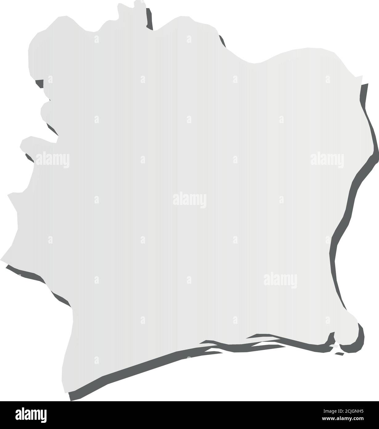 Cote d Ivoire - grey 3d-like silhouette map of country area with ...
