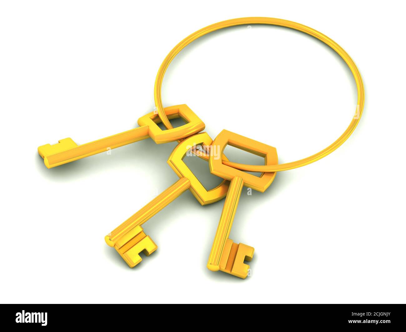 golden keys on white background Stock Photo - Alamy